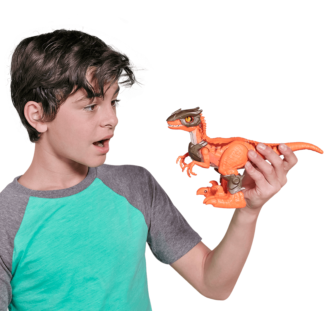 Dinosaurio Figura Dino Wars Raptor - Naranja - Robo Alive - Muy Bacano
