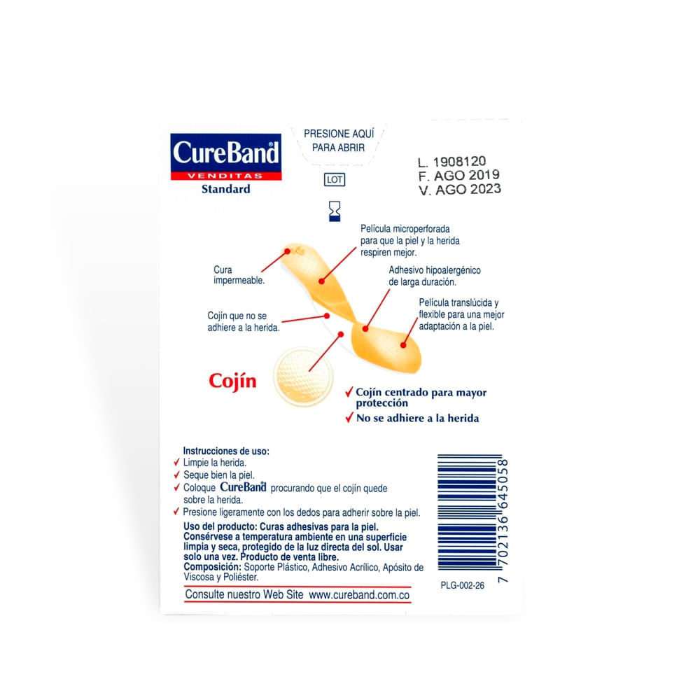 Curas Cureband Venditas Standard X 30Und - Muy Bacano