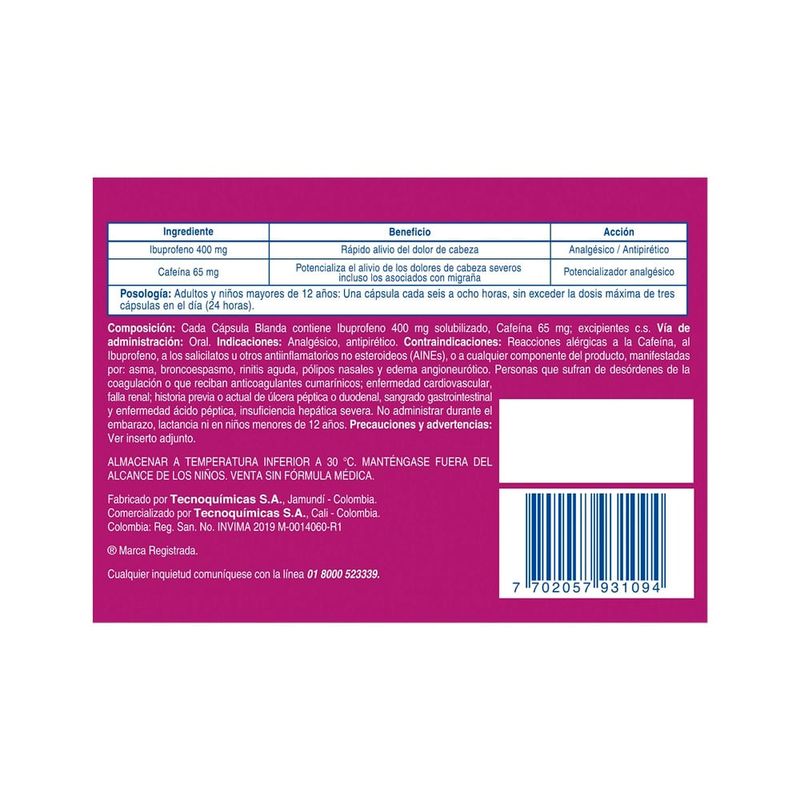 Ibuflash Ultra Forta Mk 400Mg Caja X 8 Capsulas Liquidas - Muy Bacano