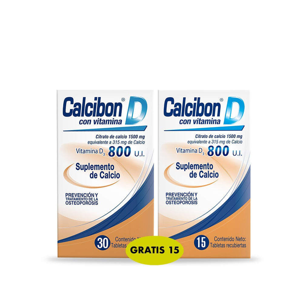 Oferta Calcibon 1500Mg/800Ui X 30 Tabletas + Gratis 15 Tabletas - Muy ...